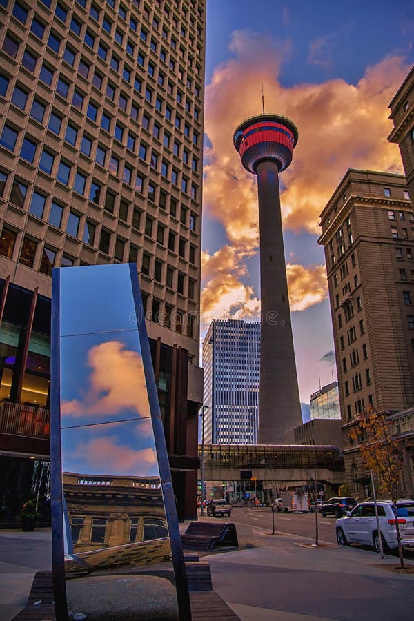 Calgary Tower Standing Tall Stock Image - Image of buildings, city ...