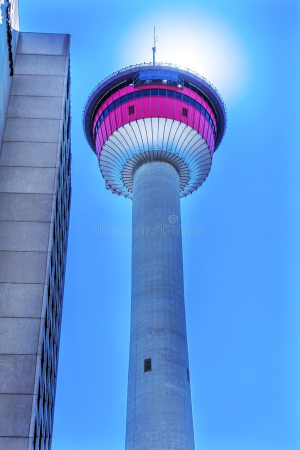 Calgary Tower Sun Alberta Canada Stock Photo - Image of travel, city ...