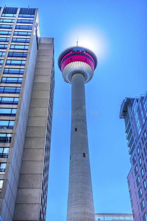 Calgary Tower Sun Alberta Canada Stock Photo - Image of landmark ...