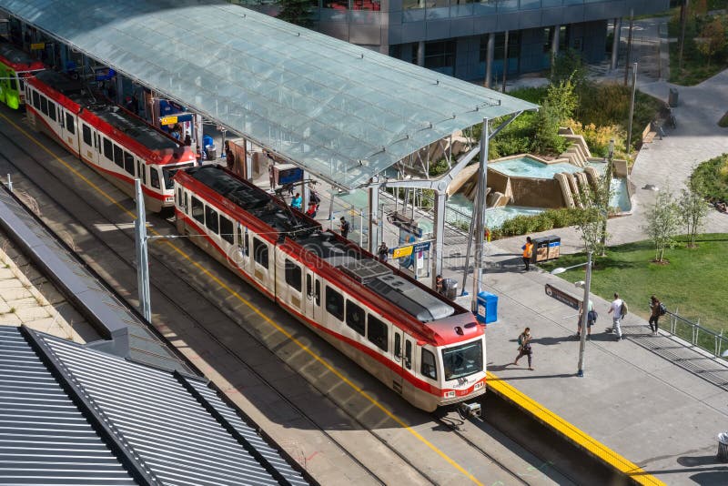 Calgary Transit Downtown at Night Editorial Photography - Image of ...