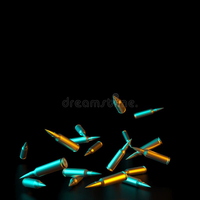 7.62 Caliber Rifle Bullets from War Fall on Black Stock Illustration ...