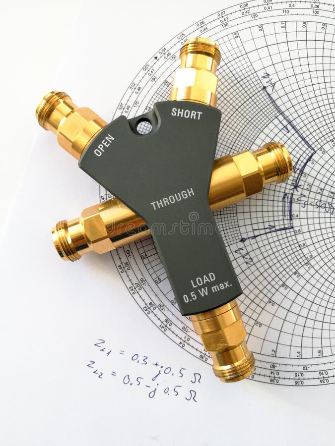 Calibration Kit for RF VNA in Front of Smith Chart Stock Image - Image ...