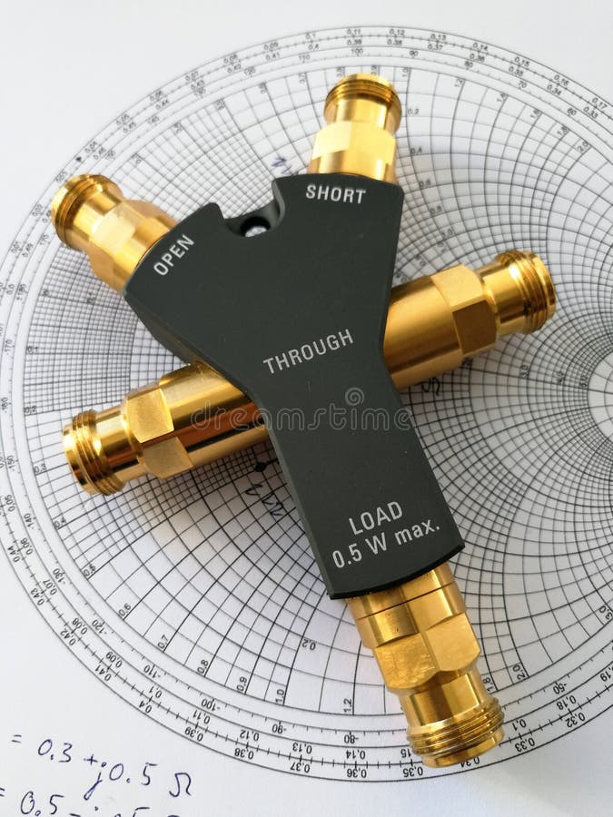 Calibration Kit for RF VNA in Front of Smith Chart Stock Image - Image ...