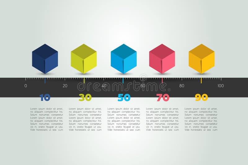 Calibre De Cube En Chronologie Trait Horizontal Illustration de Vecteur ...
