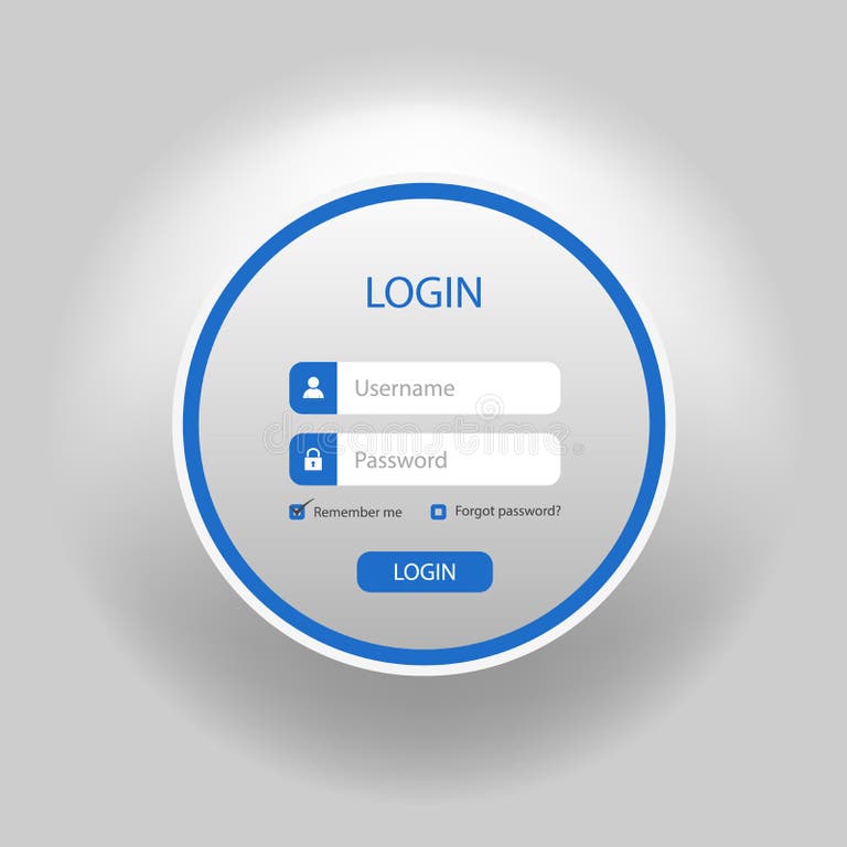 Calibre Rond Bleu D'écran De Web De Login Illustration de Vecteur - Illustration du contexte ...