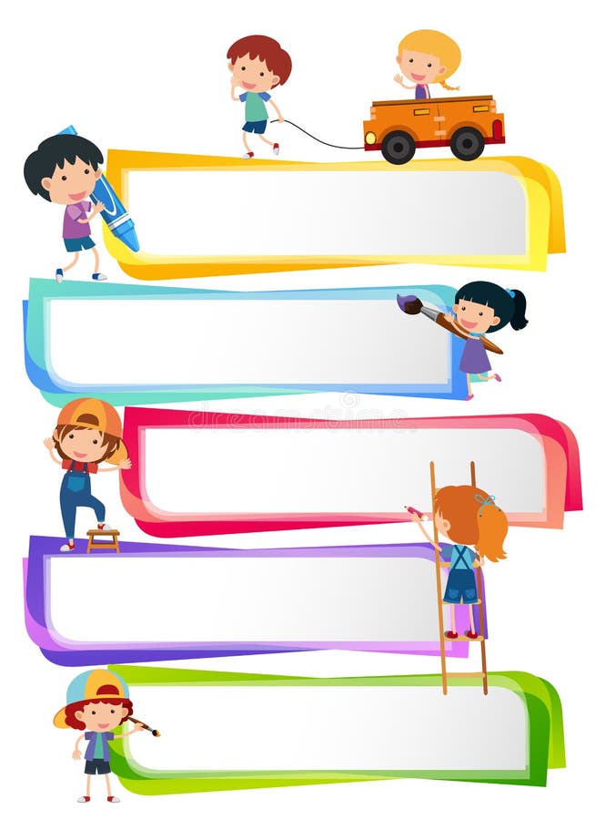 Calibres De Label Avec Les Enfants Heureux Illustration de Vecteur ...