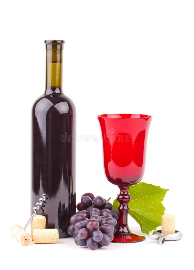 Una Bottiglia Di Vino Con Un Calice Immagine Stock - Immagine di rosso ...