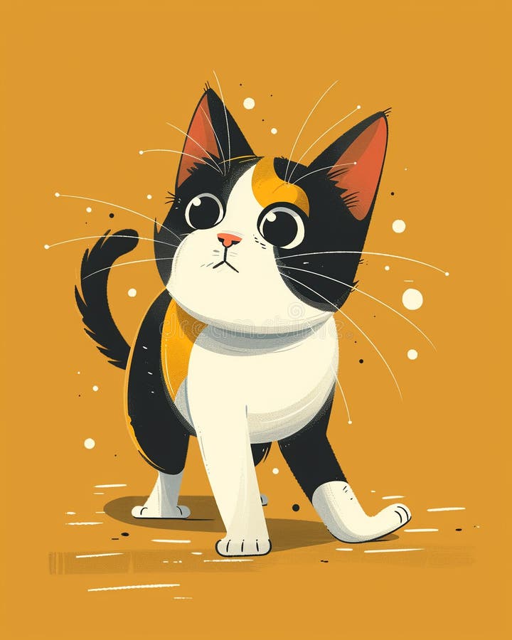 Calico Cat in Sunspot Flat Design Top View Cozy Corner Theme Animation ...