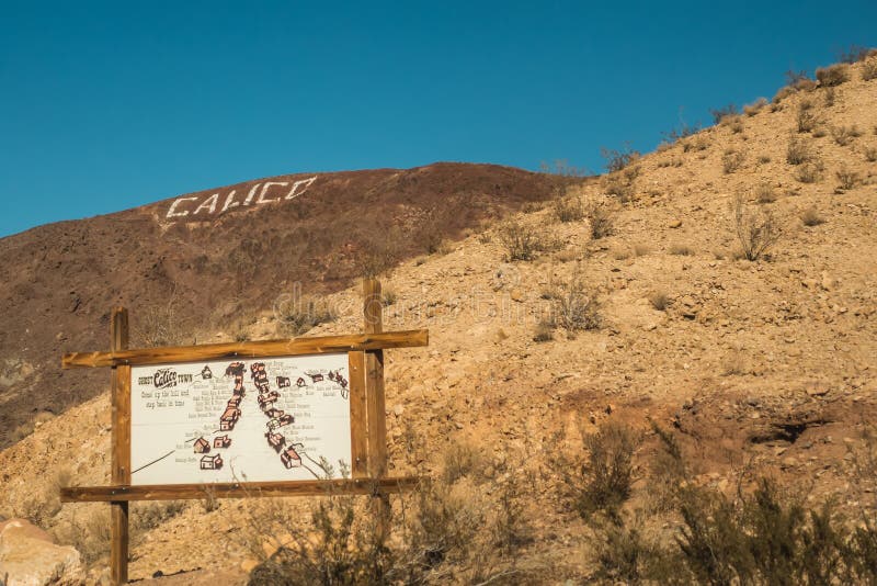 Calico Ghost Town Map and Mountain Sign Editorial Stock Image - Image ...