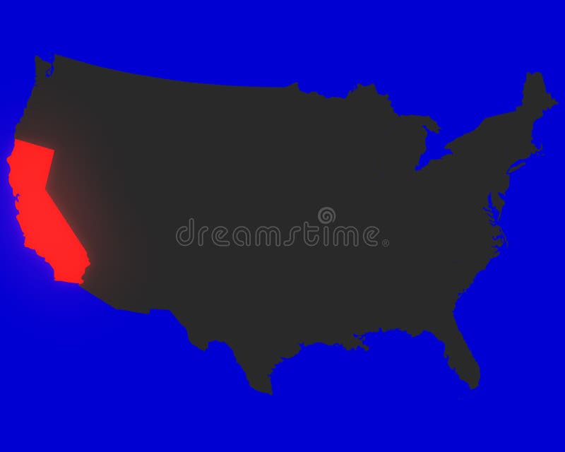 California Red Highlighted in Map of the United States of America Stock ...