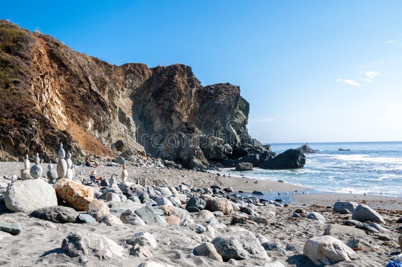 California Beach Off the Pacific Highway with Balancing Rocks Stock ...