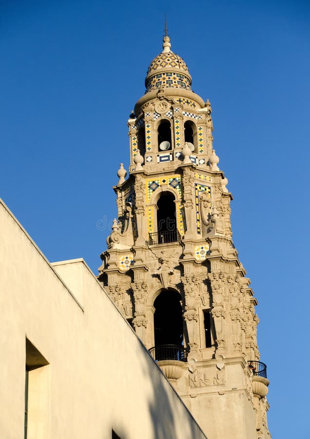 California Bell Tower and Dome at the Entrance of Balboa Park - Stock ...
