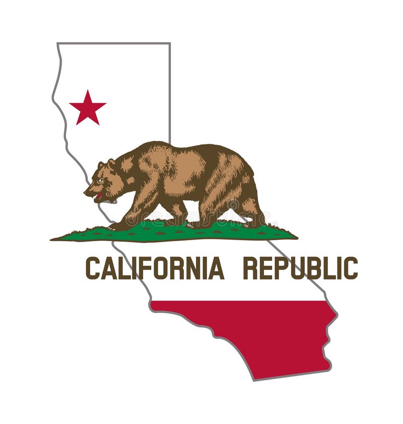 California Ca State Flag in Map Shape Stock Vector - Illustration of ...