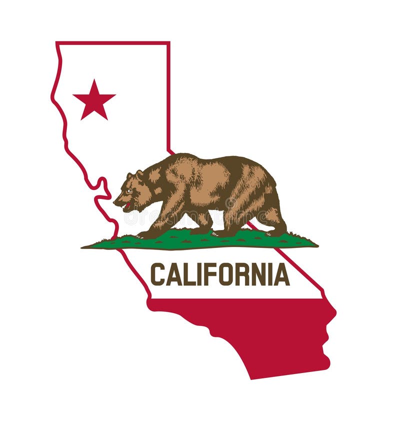 California Ca State Flag in Map Shape Stock Vector - Illustration of ...