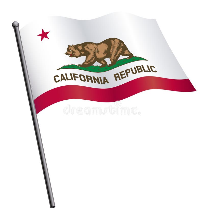 California Ca State Flag Waving on Flagpole Stock Vector - Illustration ...