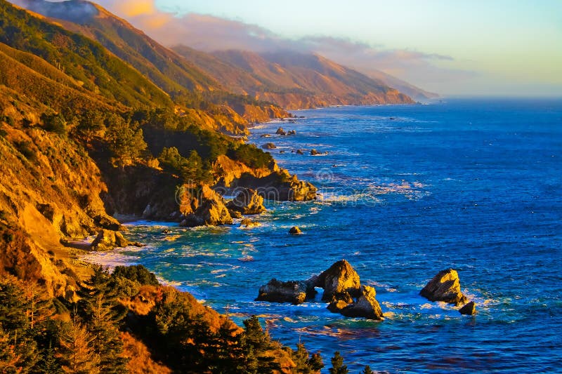 California coast at sunset stock image. Image of california - 5309095