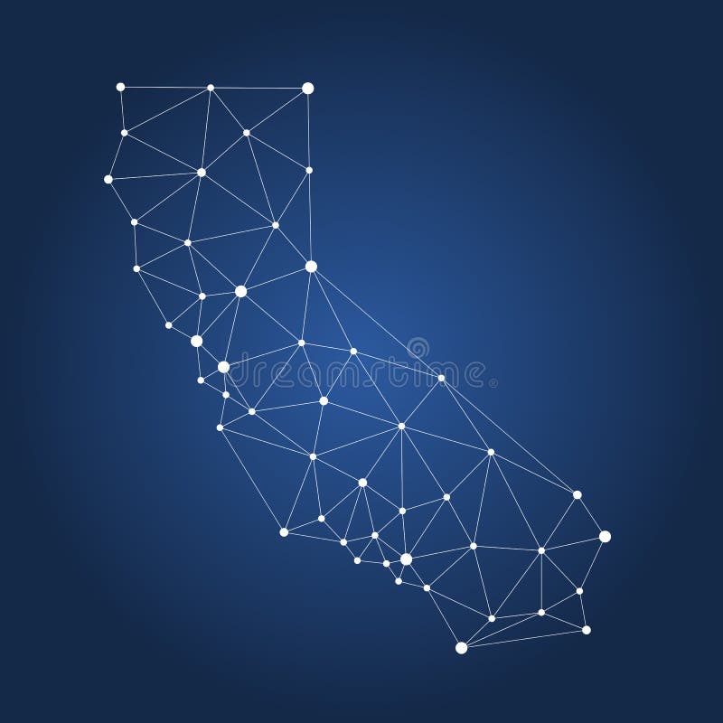 California Connected Dots Map Stock Vector - Illustration of symbol ...