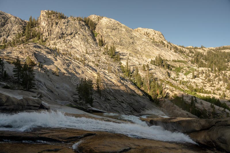 California Falls Rushes Down Hill Below Granite Wall Stock Image ...