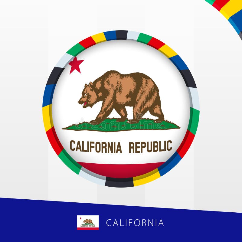 California Flag with Colorful Circle Border Stock Vector - Illustration ...