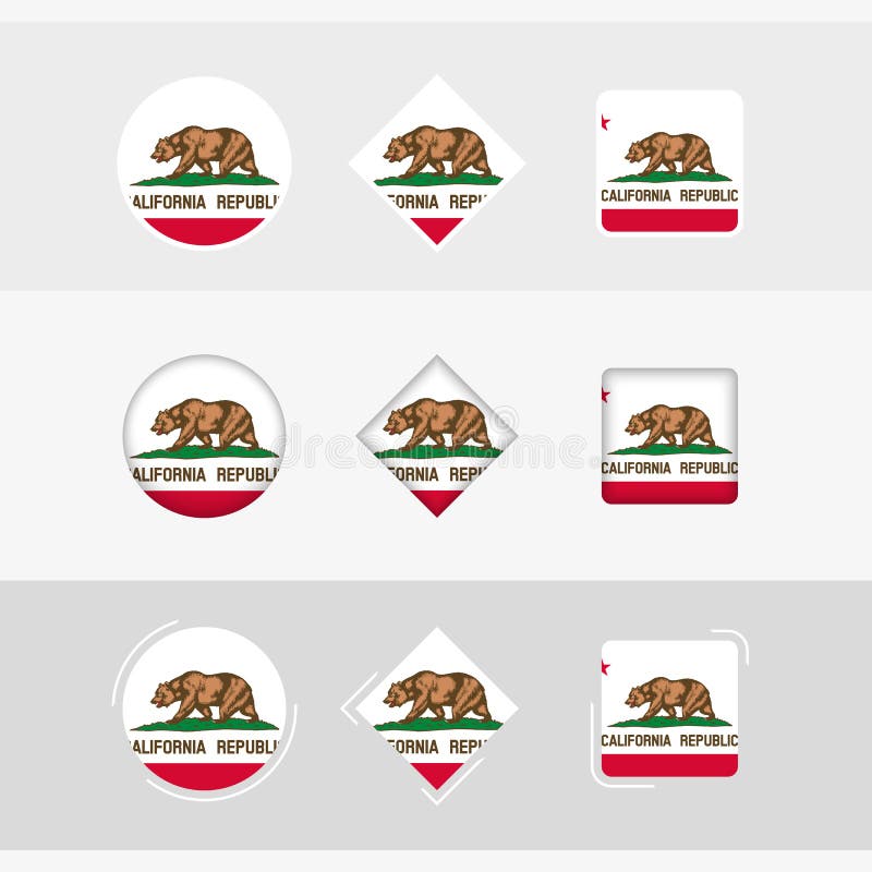 California Flag Icons Set, Vector Flag of California Stock Vector ...