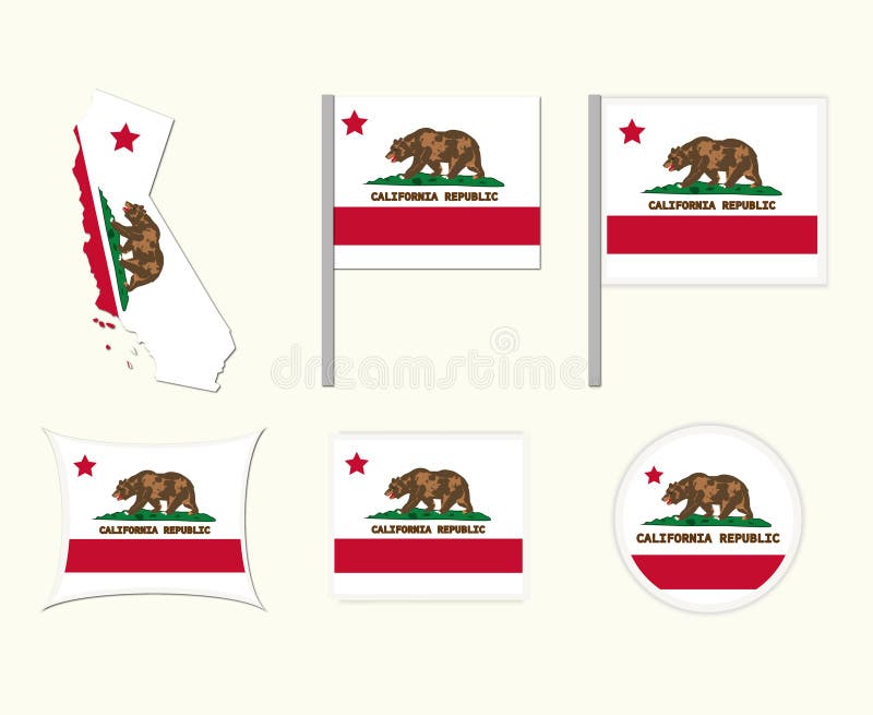 California Flags on Many Objects Illustration Stock Vector ...