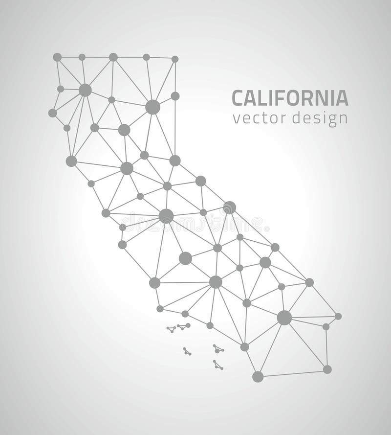 California Grey Dot Outline Vector Triangle Map Stock Vector ...