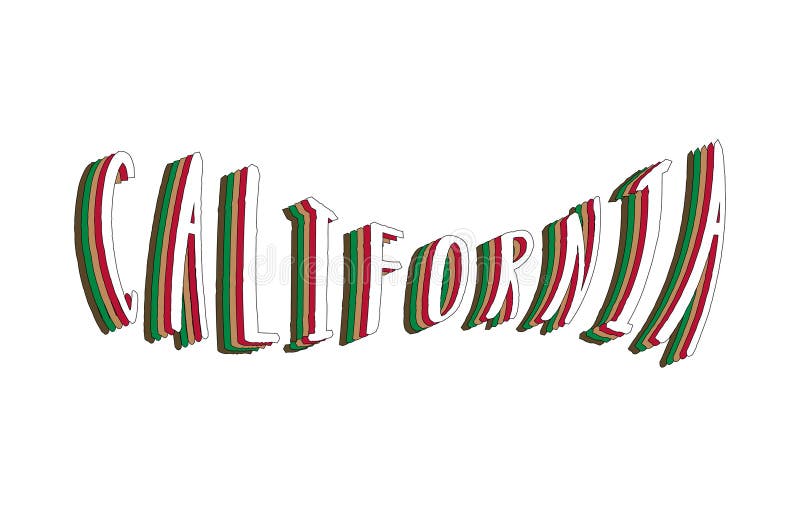 California Hand Lettering 3d Isometric Effect Stock Illustration ...