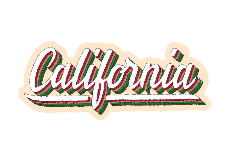California Hand Lettering 3d Isometric Effect Stock Illustration ...