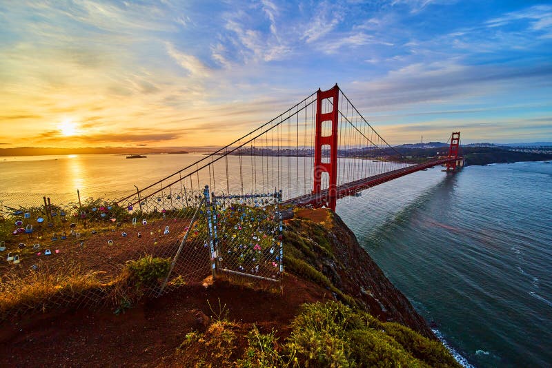 California Iconic Golden Gate Bridge at Sunrise Stock Image - Image of ...