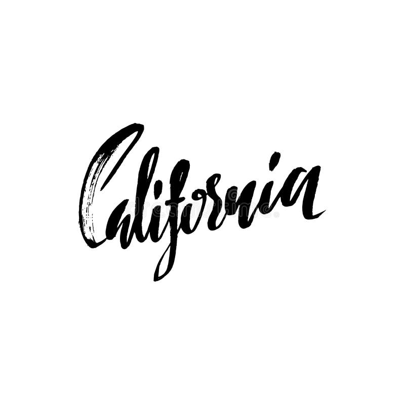 California Lettering. Hand Drawn Modern Dry Brush Calligraphy. Isolated ...