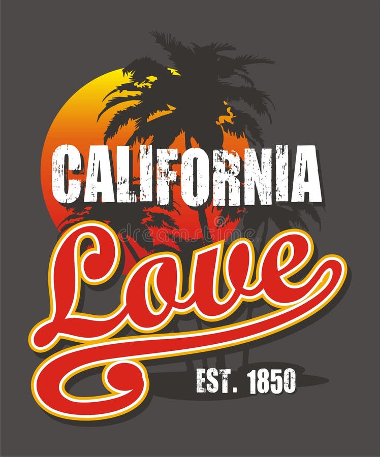 California Love T-shirt Application Stock Vector - Illustration of ...