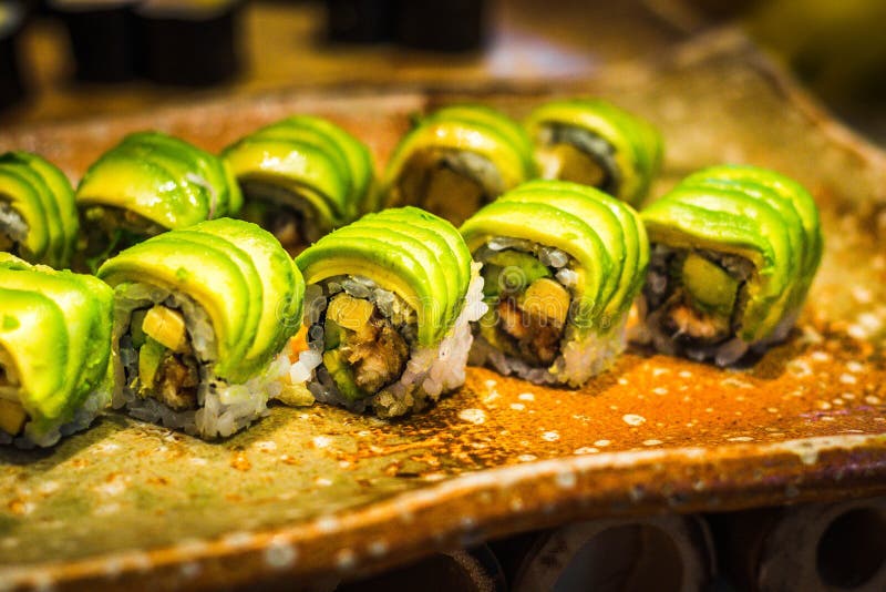 California Maki Roll Sushi Platter with Many Different Kinds of ...