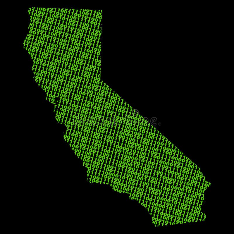 California map with binary stock vector. Illustration of internet ...
