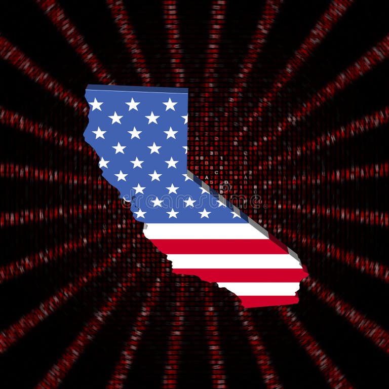 California Map Flag on Red Hex Code Burst Illustration Stock ...
