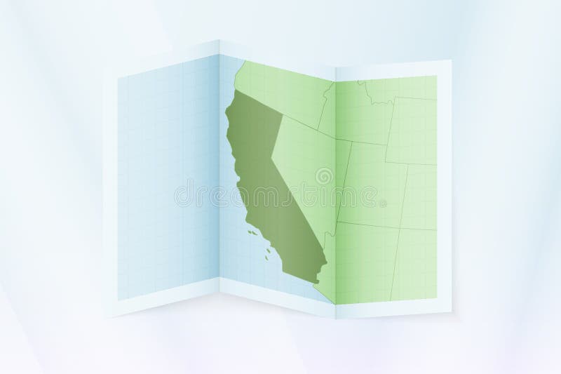California Map, Folded Paper with California Map Stock Vector ...