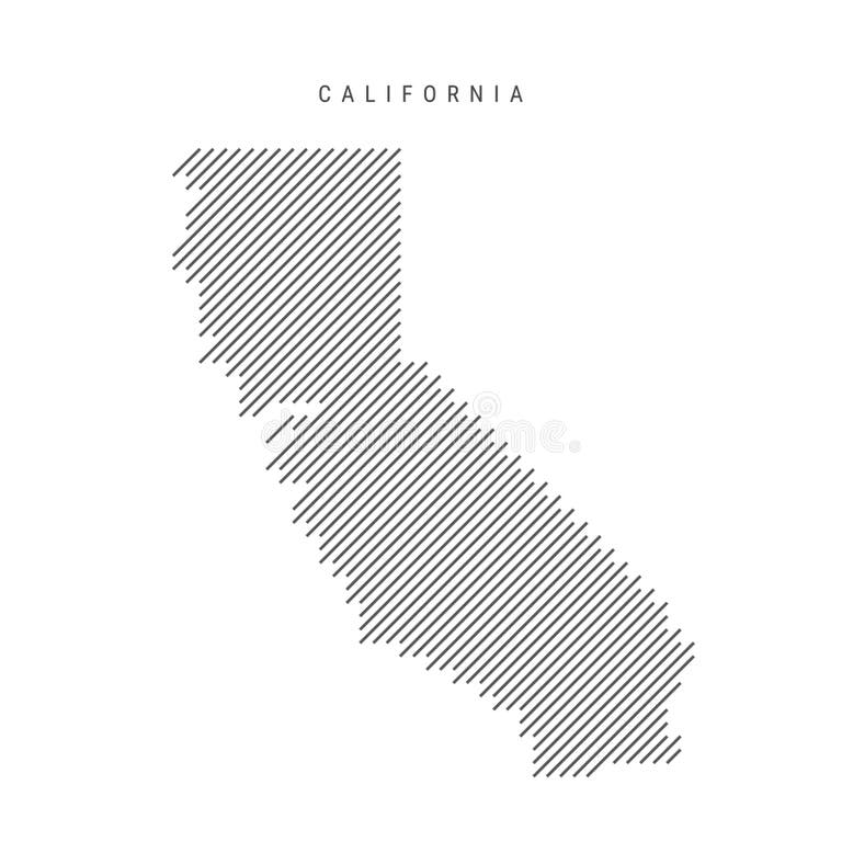 California Map from Pattern of Black Slanted Parallel Lines. Flat ...