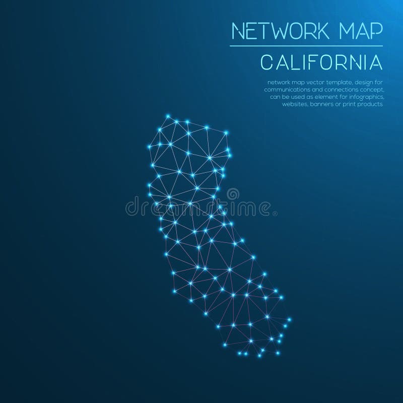 California network map. stock vector. Illustration of community - 103019424