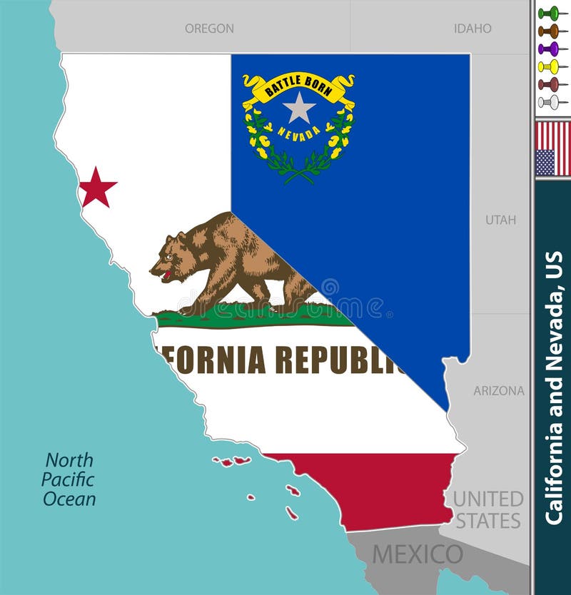 California and Nevada, United States Stock Vector - Illustration of ...