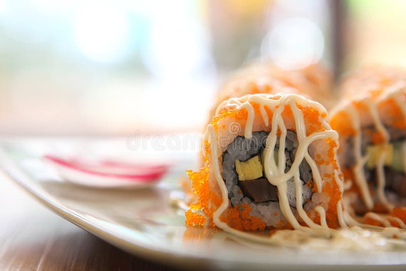 California roll stock image. Image of food, chopsticks - 141558757