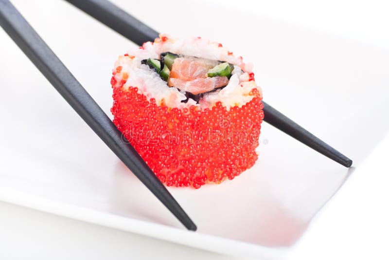 California Roll and Black Sticks Stock Image - Image of culture ...