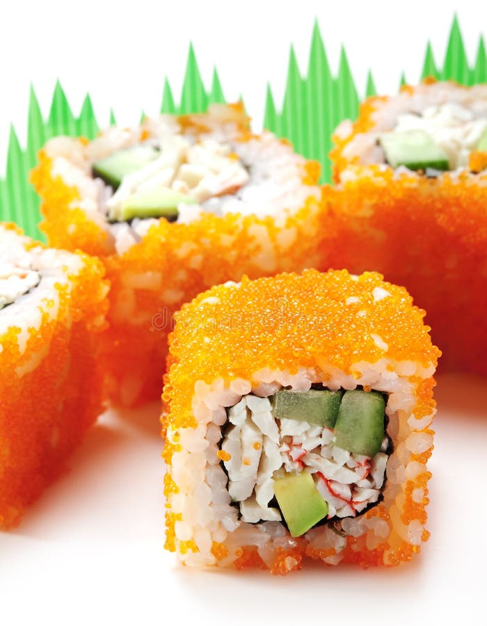 California Roll with Masago Stock Image - Image of dinner, california ...