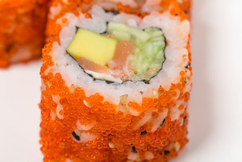 California Sake Sushi Roll. Stock Photo - Image of tobiko, california ...