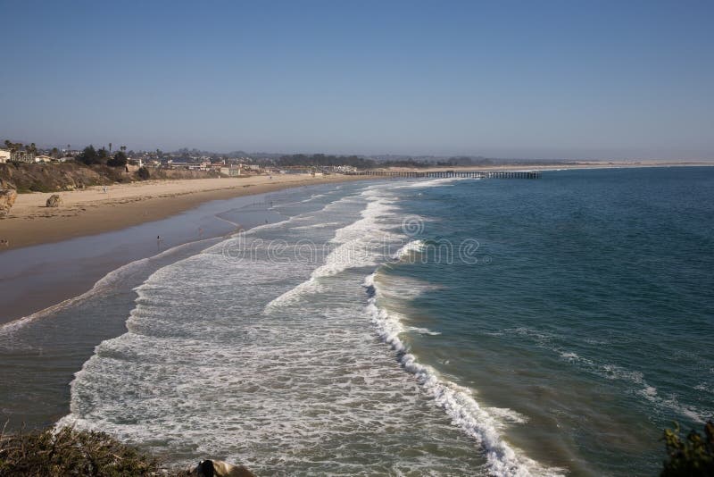 Cliffs, Homes, Beach, and Ocean, California Stock Image - Image of ...