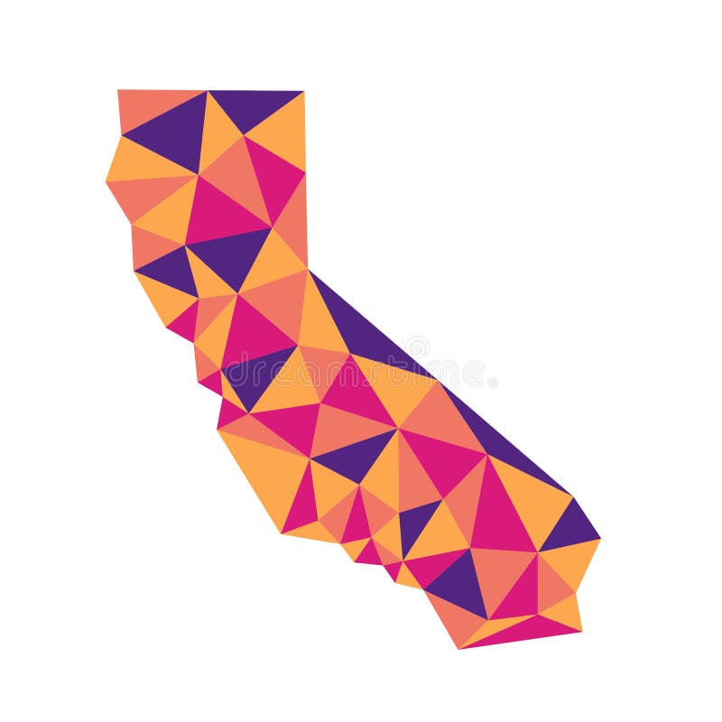 California State Colorful Polygon Map Stock Vector - Illustration of ...