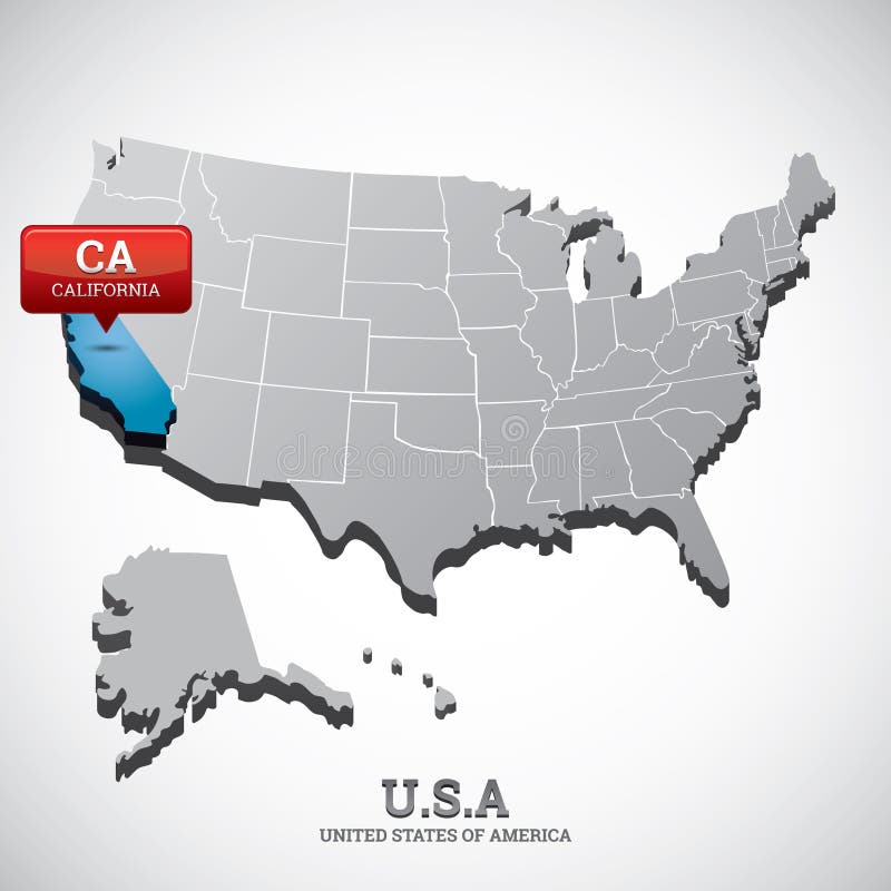 California State on the Map of Usa. Vector Illustration Decorative ...