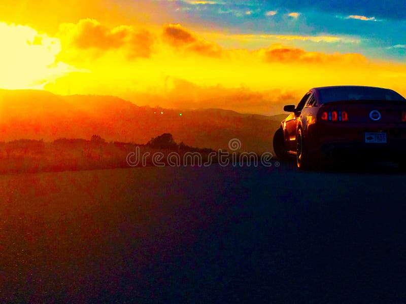 A California sunset editorial stock image. Image of mustang - 45033559