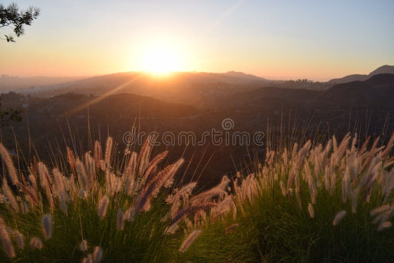 California Sunset Over the Mountains Seen at Griffith Park, Hollywood ...