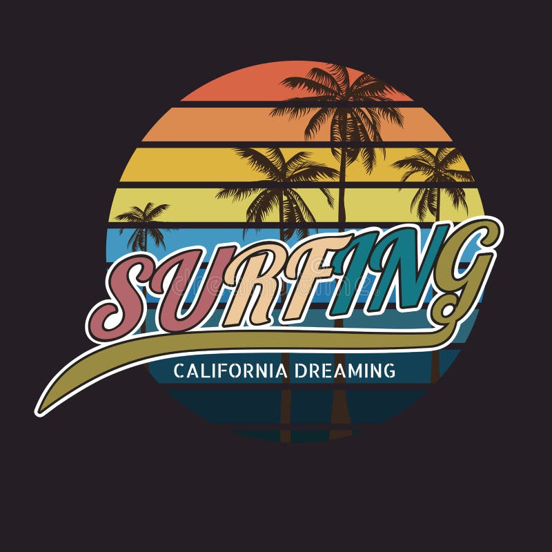 California Surf Typography, T-shirt Graphics , Vector Format Eps Stock ...