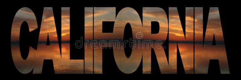 California Text with Sunset Stock Illustration - Illustration of ...