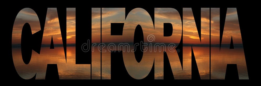 California Text with Sunset Stock Illustration - Illustration of ...